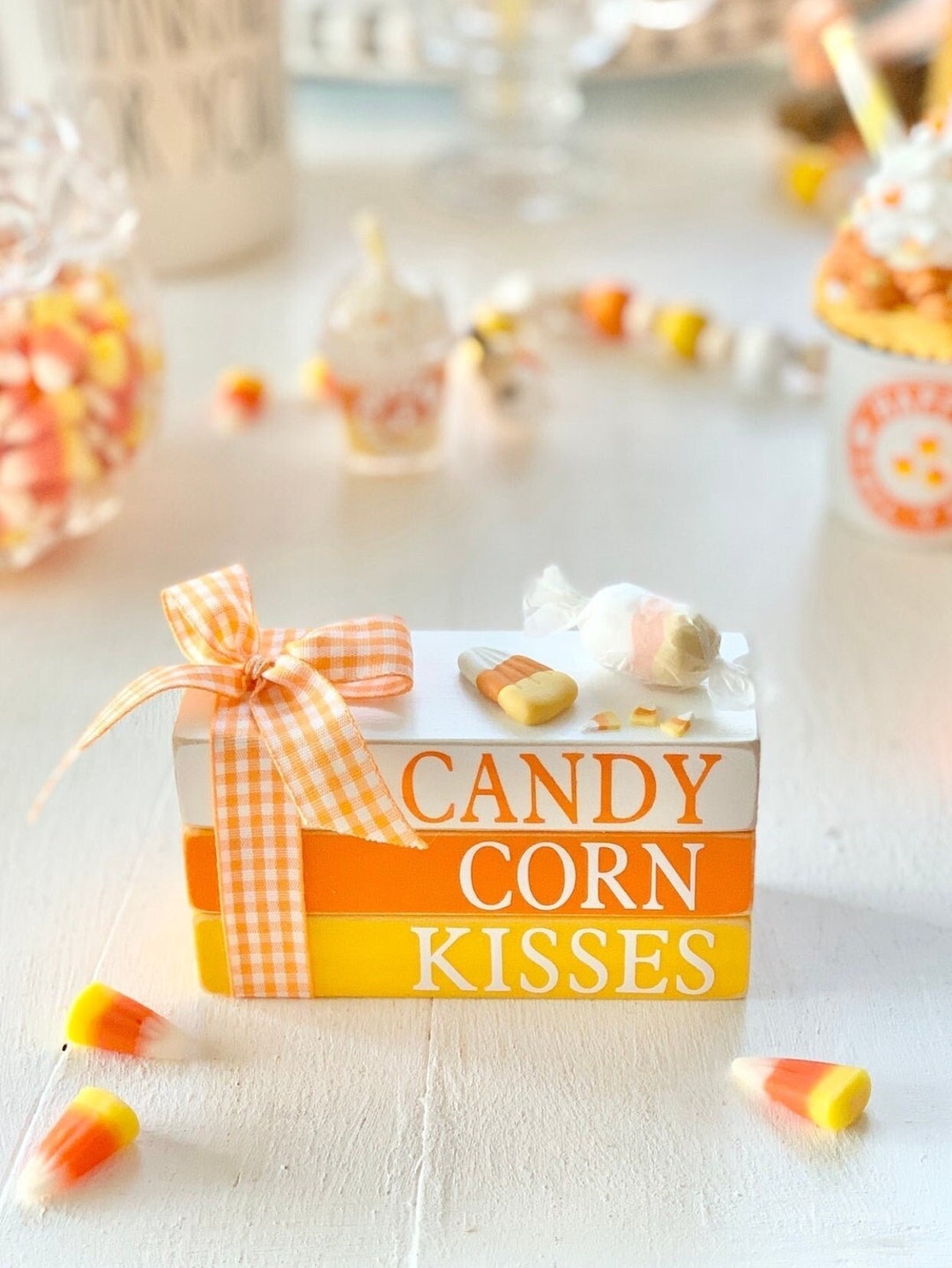 Handmade Candy Corn Book Stack: Fall Tier Tray Decor - Etsy