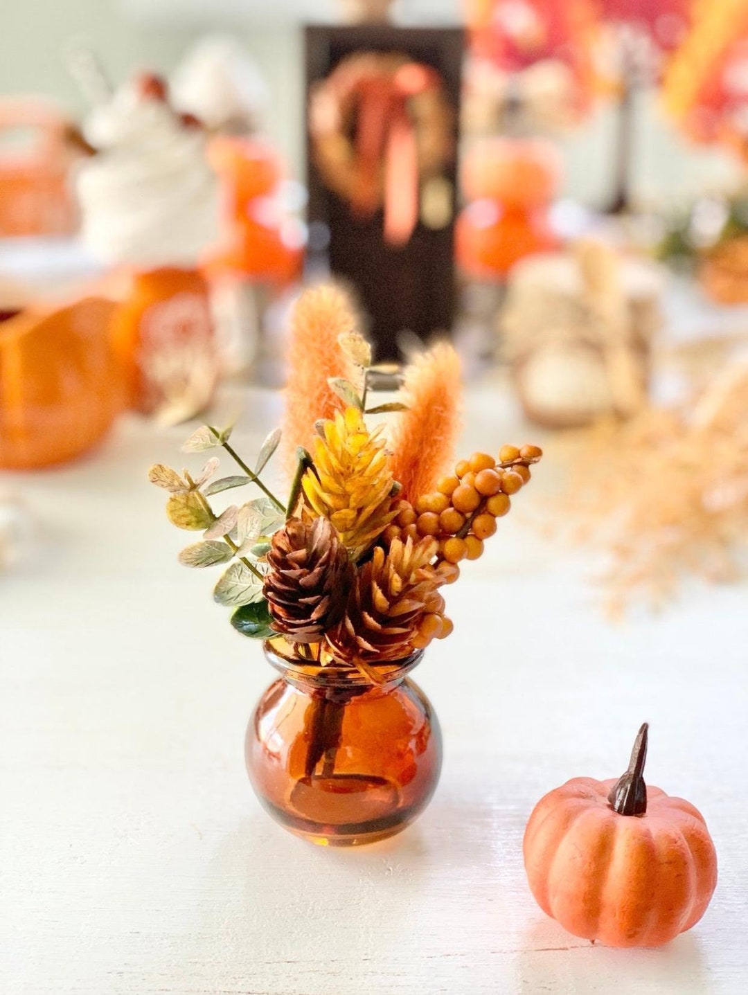 Handmade Fall Amber Glass Bud Vase: Farmhouse Tier Tray Decor - Etsy