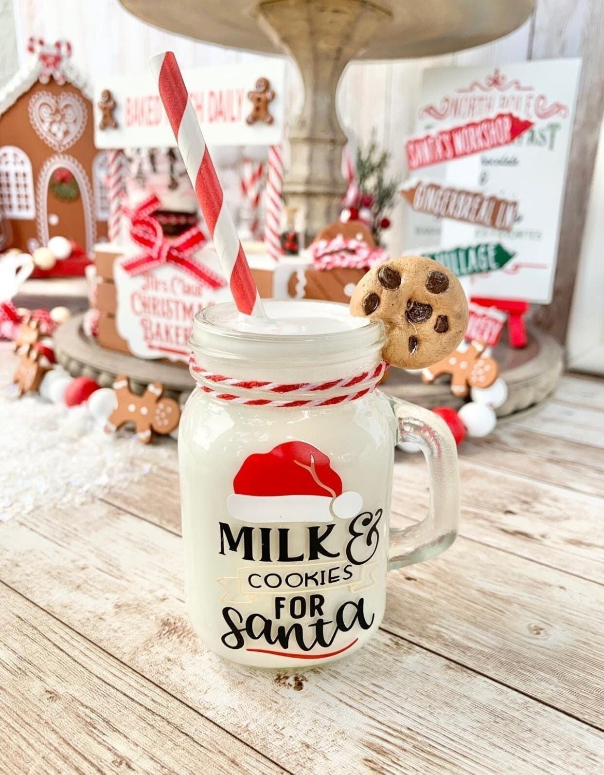 Santa's Milk & Cookies Faux Drink: Christmas Tier Tray Decor - Etsy