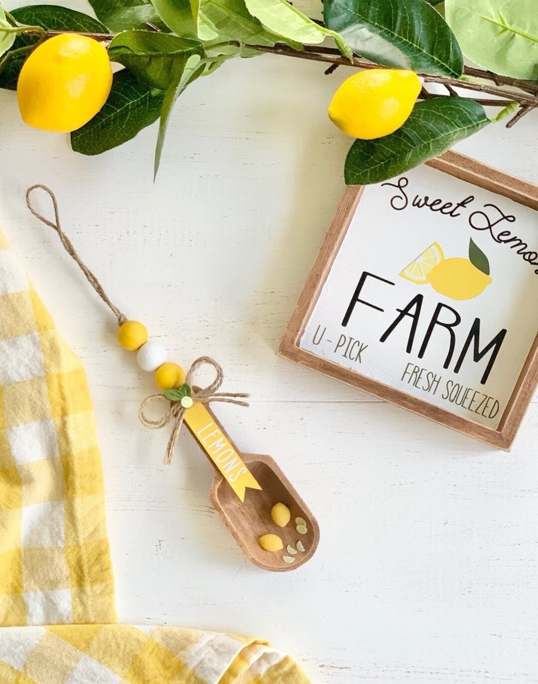 Lemon Scoop: Farmhouse Tier Tray Decor, Faux Lemons - Etsy