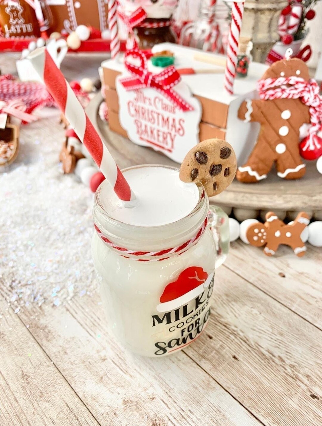 Santas Milk & Cookies Faux Drink Christmas L Decor Farmhouse Decor Tier ...