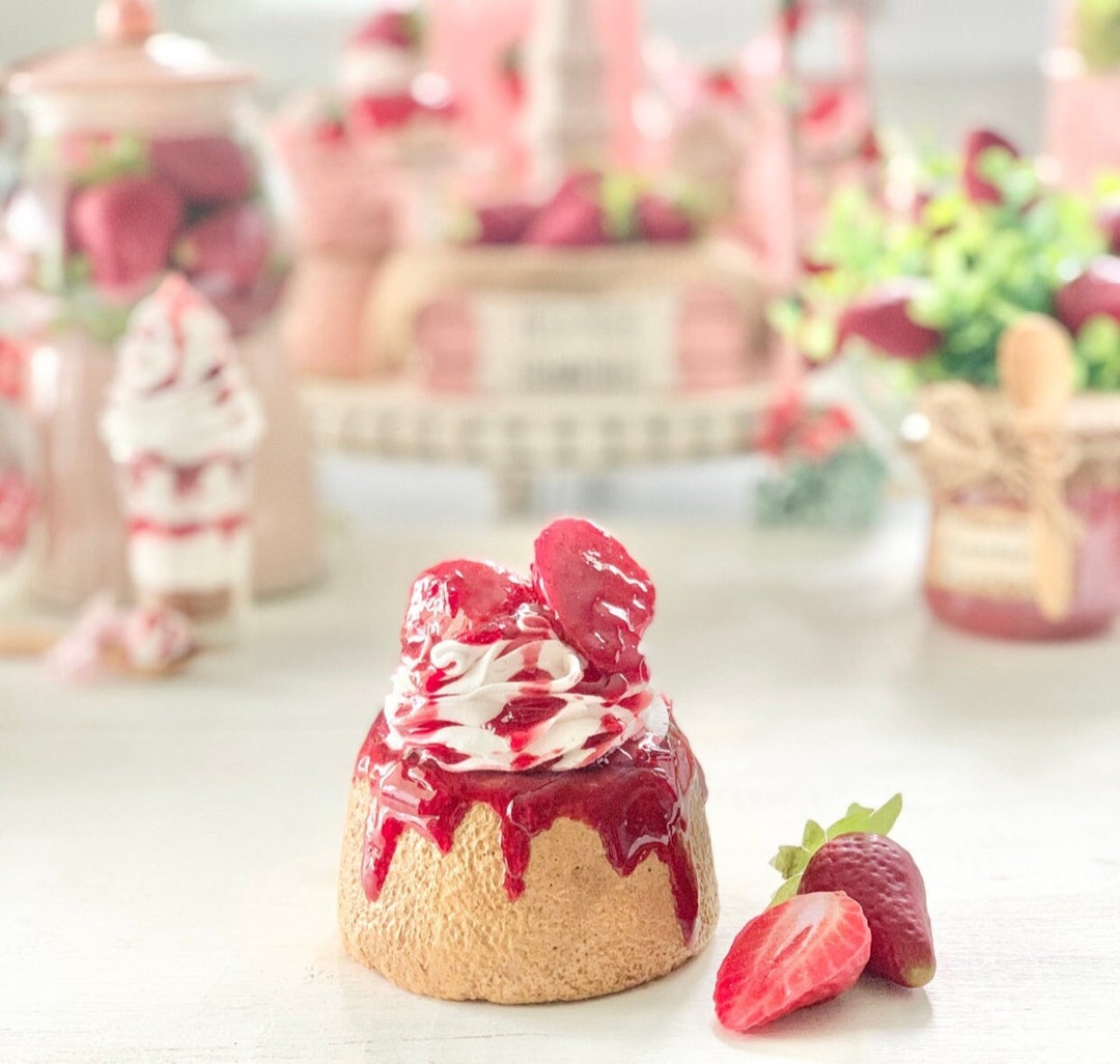 Handmade Faux Strawberry Shortcake: Tiered Tray Decor - Etsy