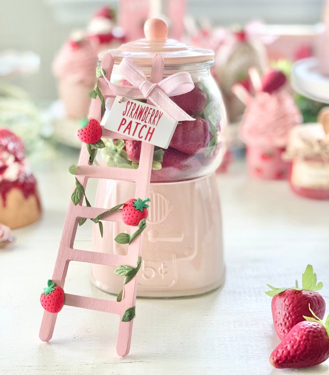 Handmade Strawberry Tier Tray Ladder: Spring Farmhouse Decor - Etsy