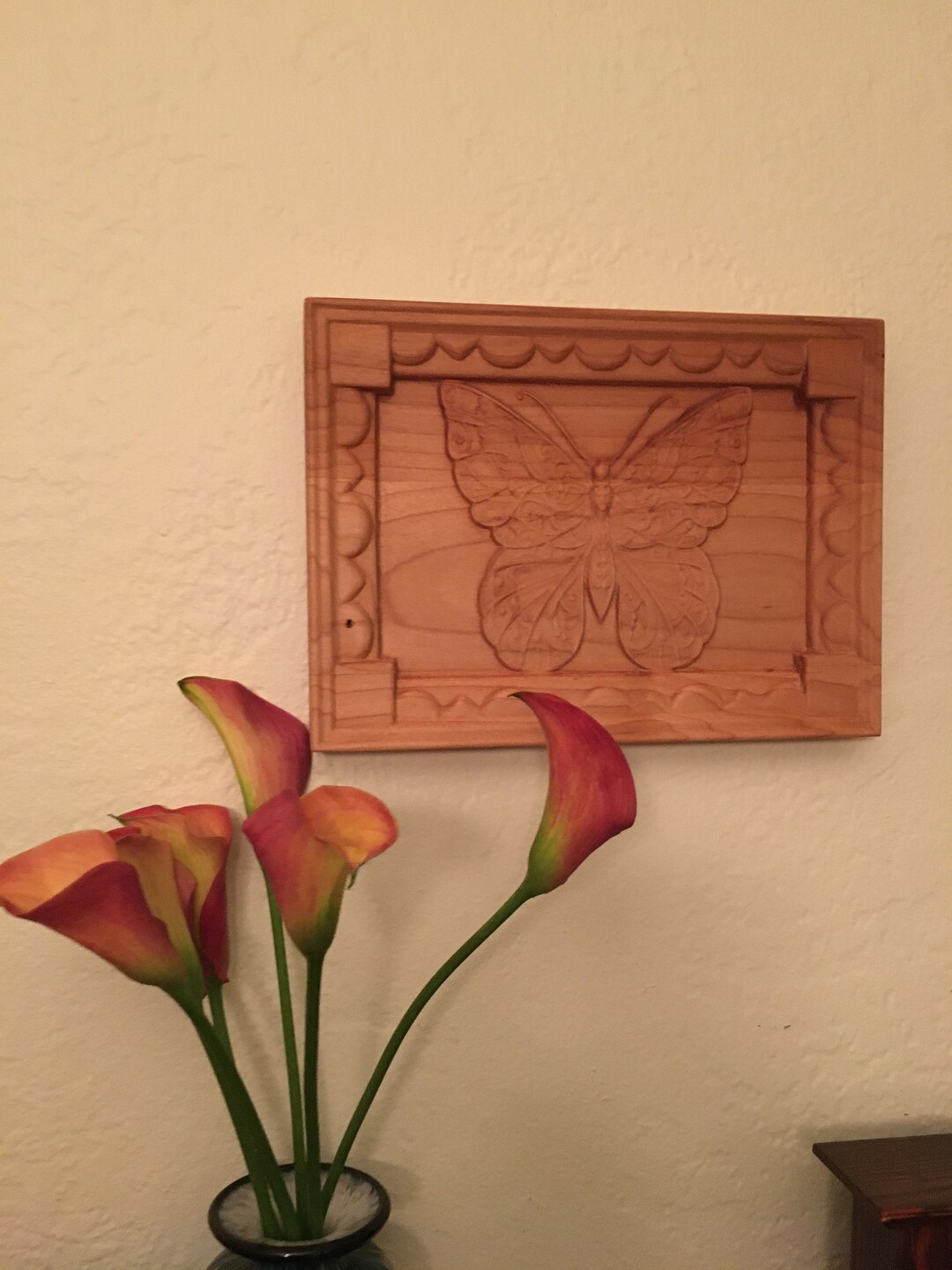 Stylized Butterfly Wood Carving Art Wall Décor Mantle Piece - Etsy