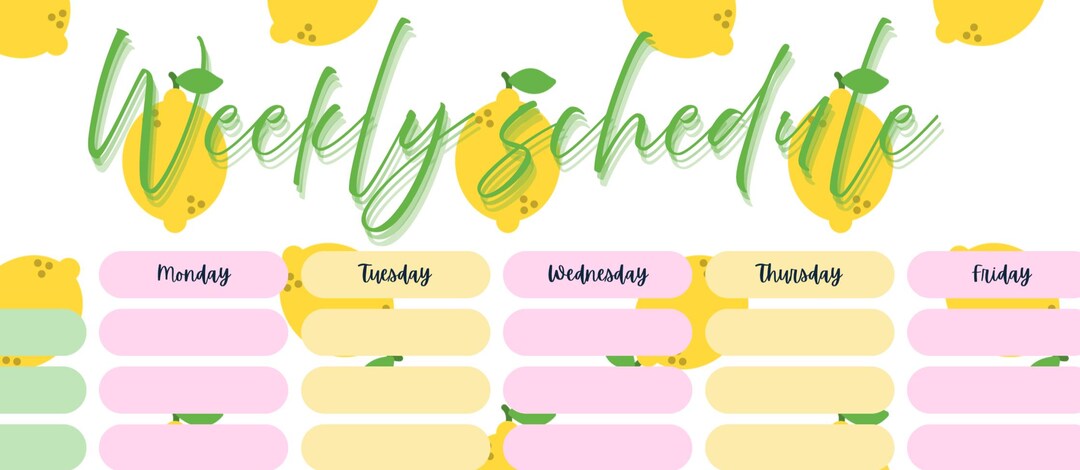 Lemon Weekly Schedule - Etsy