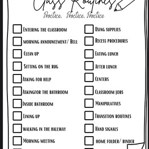 Back to School Class Routine Checklist - Etsy