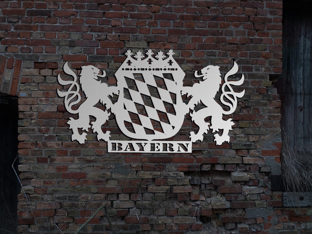 Edelstahl WandbildSchild Bayern Wappen LED Leuchtschild no Glasdekor ...