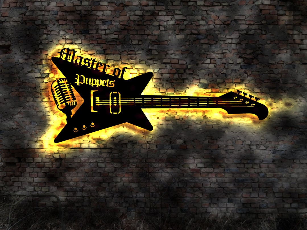 LED Illuminated Sign Master of Puppets Guitar Illuminated Sign Neon ...