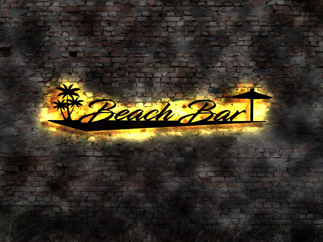 Sign LED Sign Arrow to Beach Retro No Neon Sign Metal Sign Club ...