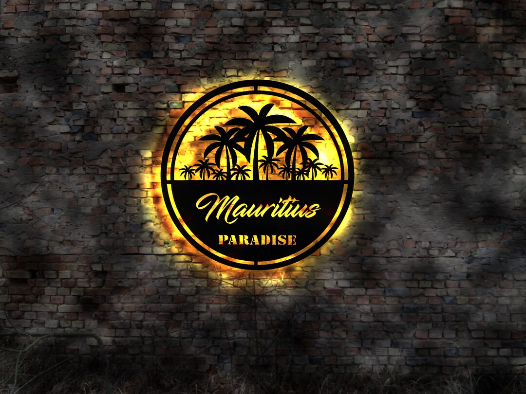 3D LED Decoration Mauritius Island Travel Guide Wall Sticker Skyline ...