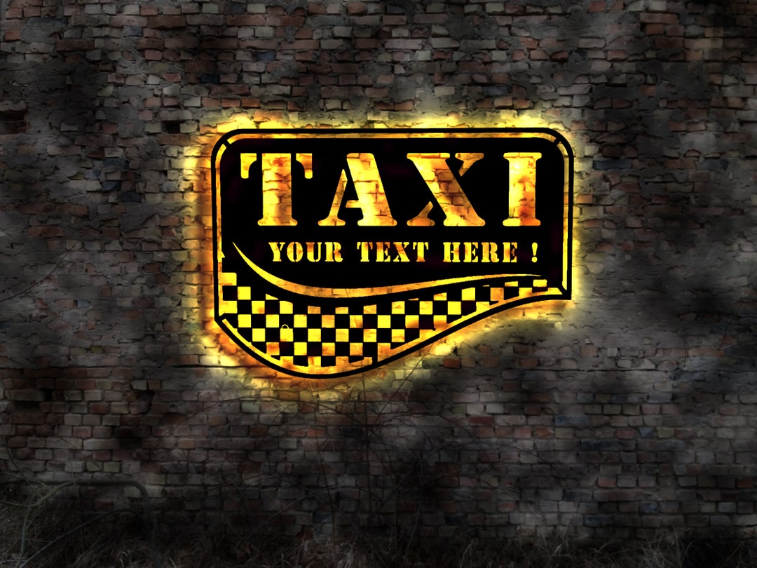 3D Illuminated Sign Taxi Sign Driver Taxi Driver Business Sticker ...