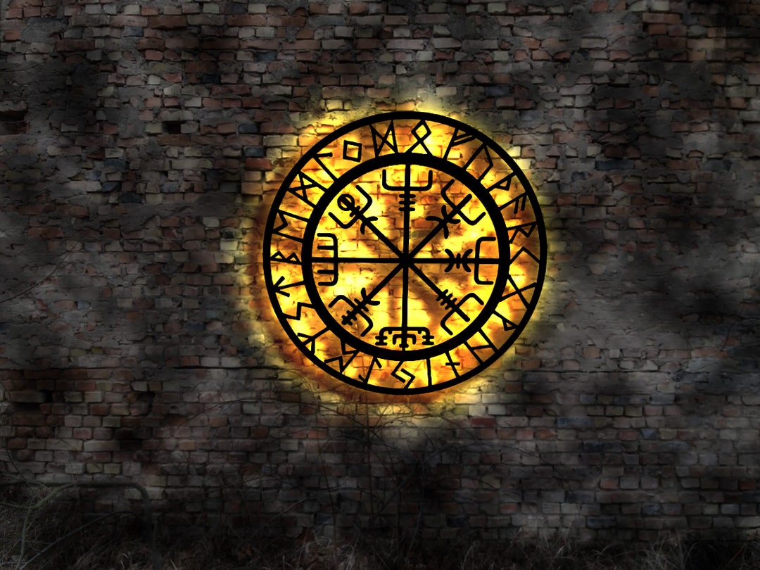 Vegvisir Viking Compass Viking Neon Sign Sign Patch Sticker Signpost ...