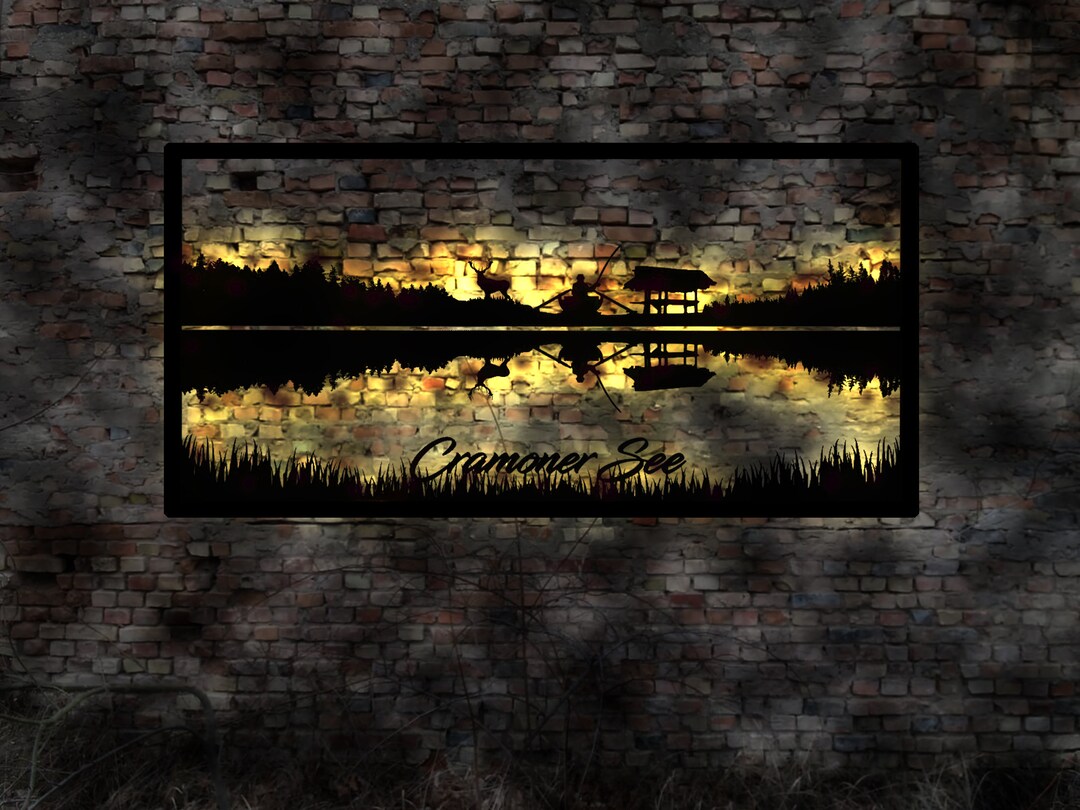 Your Lake DESIRED TEXT Evening Mood as LED Mural Lakes Mecklenburg ...