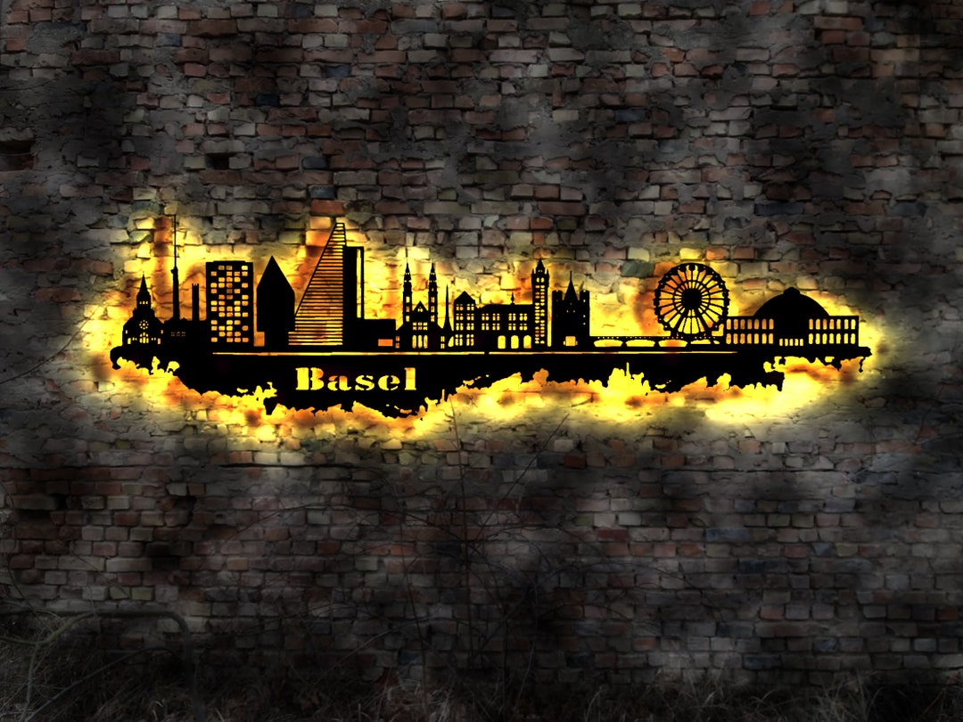 3D LED Picture Skyline Silhouette Basel City No Sticker - Etsy