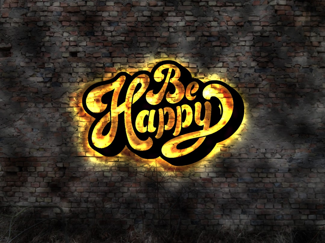 Be Happy Sign LED Neon Sign Neon Advertising Happyness Smily Sticker ...
