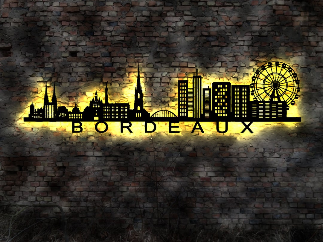 Skyline Bordeaux France France LED Wall Picture Wood City AK Map Map ...