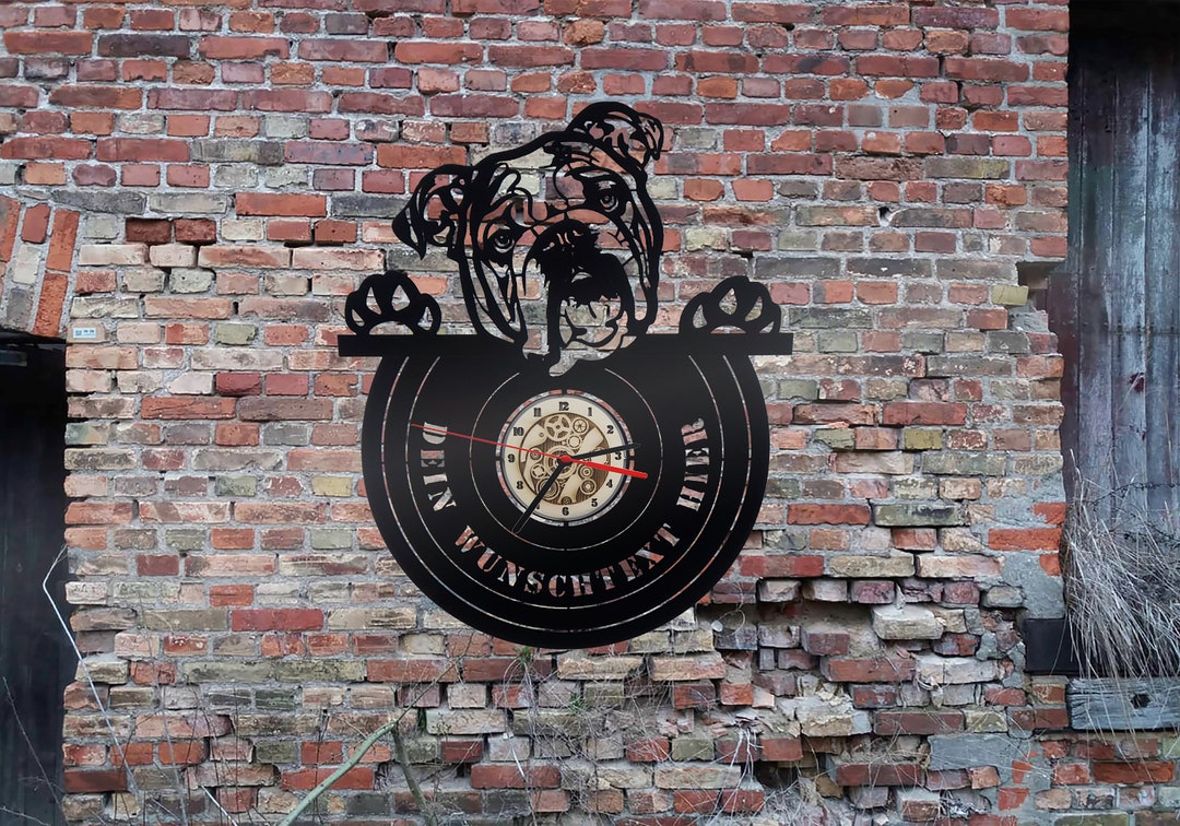 English Bulldog Wall Clock Clock Wooden Clock Clock Face Clock Wood ...