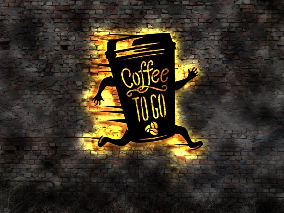 Sign Coffee to Go Illuminated Sign LED Coffee Mug Paper Cup - Etsy