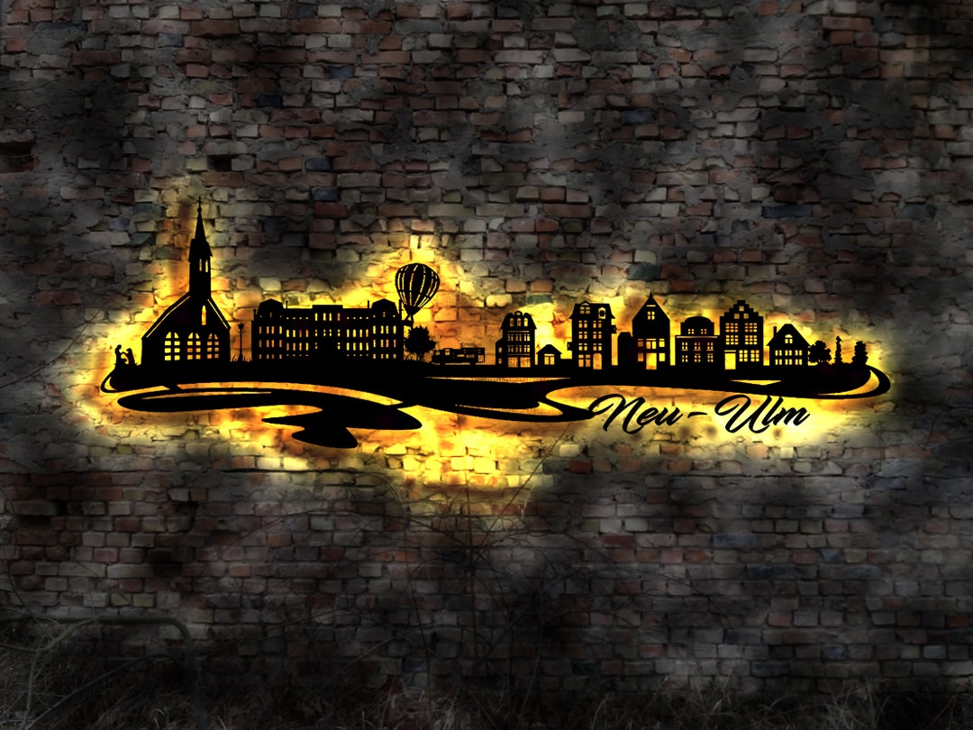 Skyline Neu-ulm Neu Ulm Mural Wood City AK Map Map City Map Wall ...