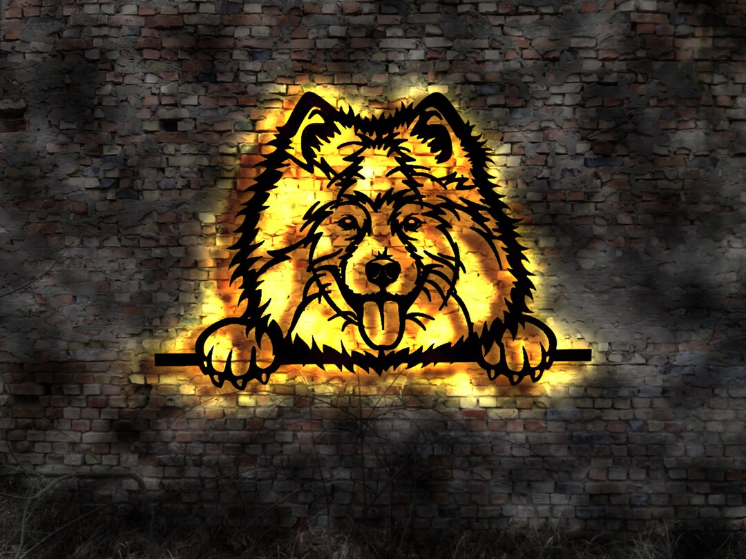 Samoyed LED Wall Picture Wooden Book Dog Breeding Breeder Leash Plush ...