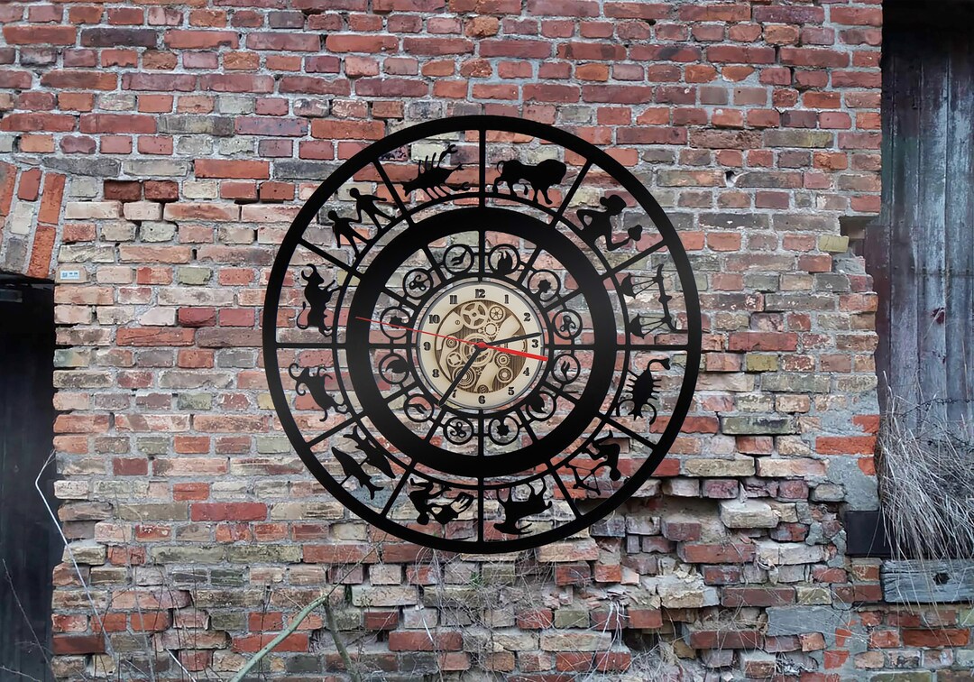 Wall Clock Clock Mural Zodiac Horoscope Wall Sticker Sticker Sign ...