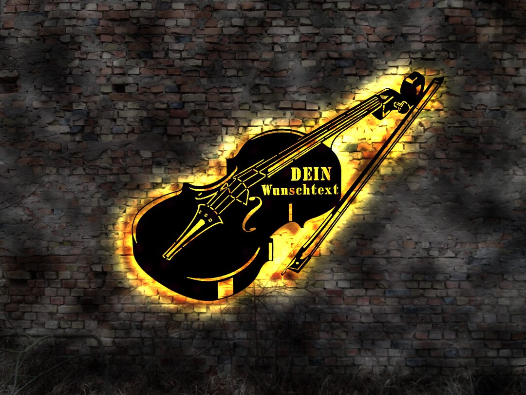 Illuminated Sign Violin No Violin Case Old Chin Rest Bow Antique Notes ...