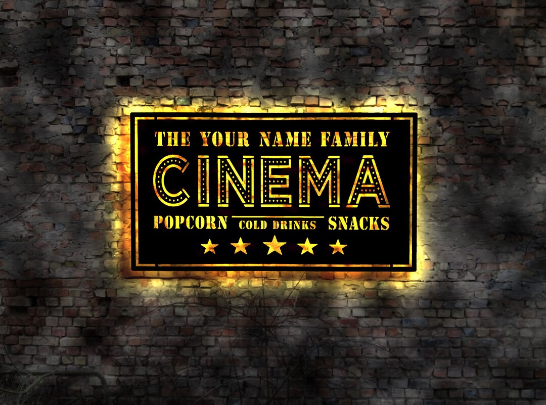 Neon Sign Cinema Cinema Popcorn Decoration Wall Tattoo Movie Film Tin ...