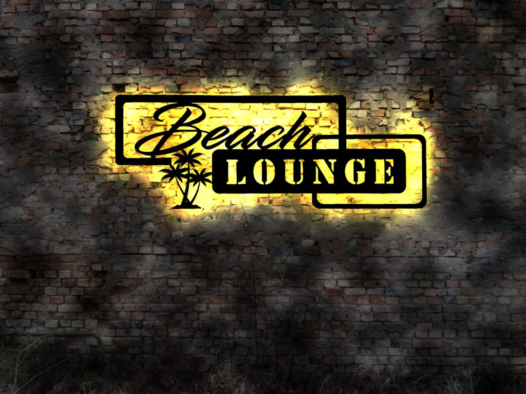 Beach Lounge Neon Sign Beach Bar Sign Palm Tree Counter Decoration Open ...