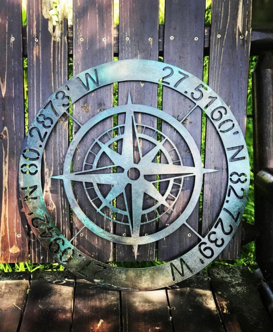 Personalized Compass Metal Sign Custom Coordinates Sign Metal Compass ...