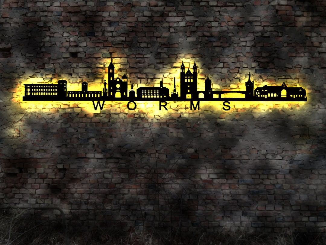 Skyline Worms LED Mural Wood City AK Map Map City Map Wall Sticker ...