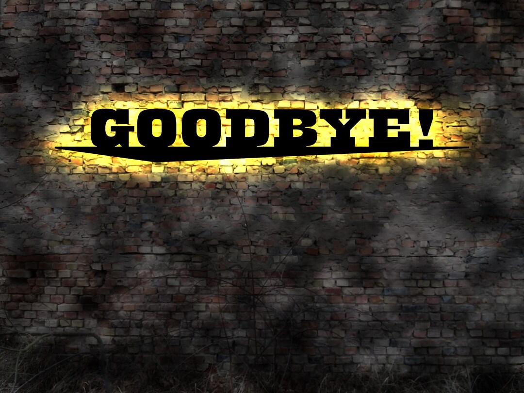 LED Illuminated Sign Goodbye Good Bye Goodbye Advertising Sign Shop Bye ...