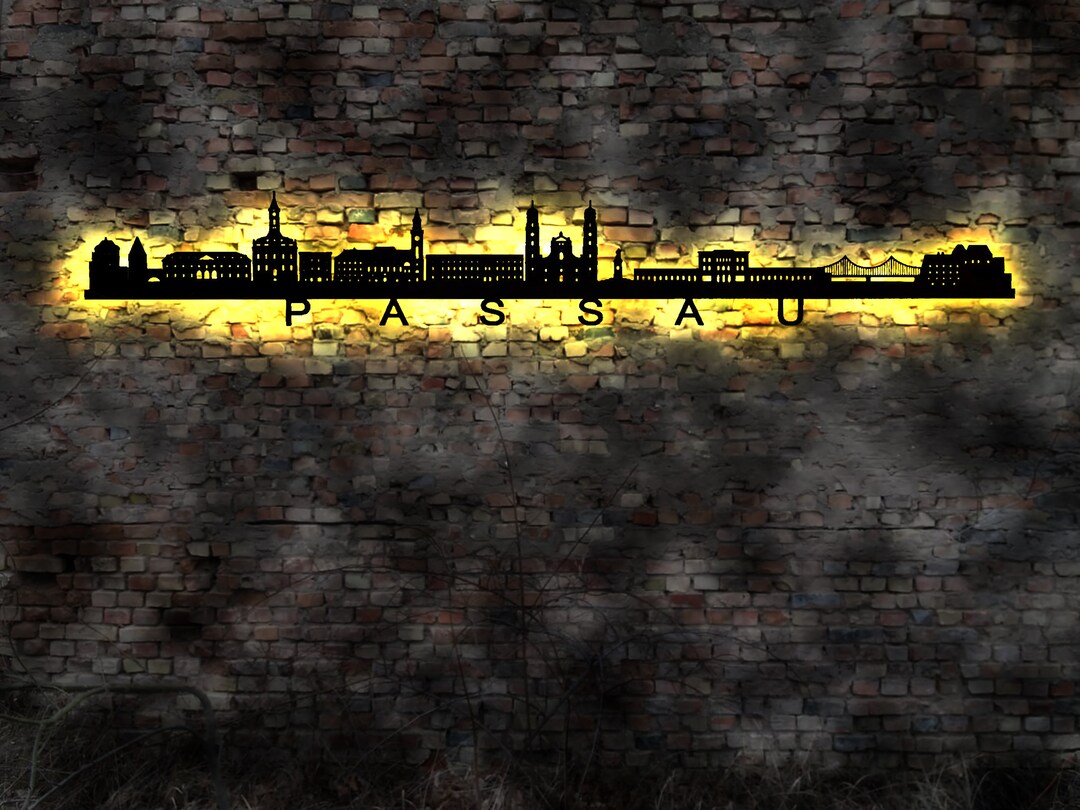 Skyline Passau LED Wall Picture Wood City AK Map Map City Map Wall ...