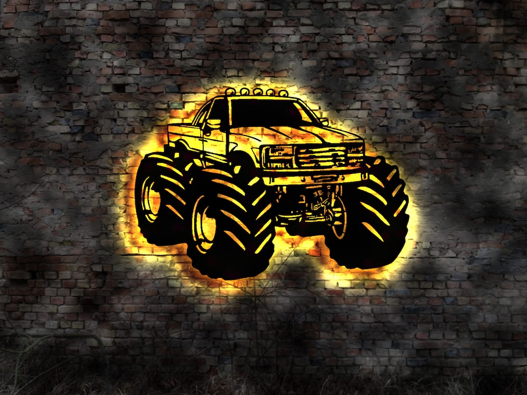 3D LED Mural Letrero Iluminado Camión US Car Monster Truck Monster ...
