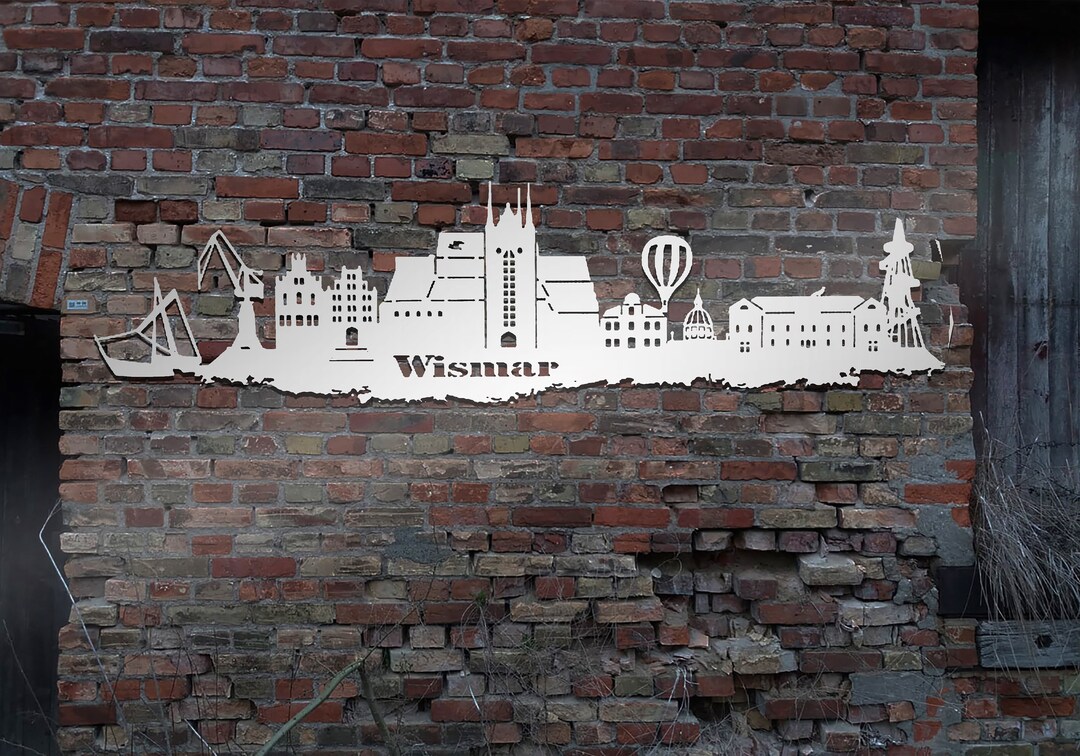 Skyline Metal Wismar Harbor Sign Steel Stainless Metal Art Sign Corten ...