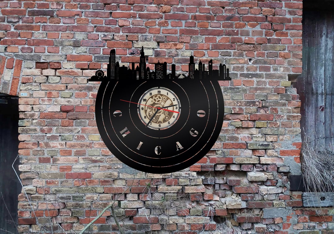 Chicago Skyline USA Wall Clock Clock Wooden Clock Clocks Dial Clock ...
