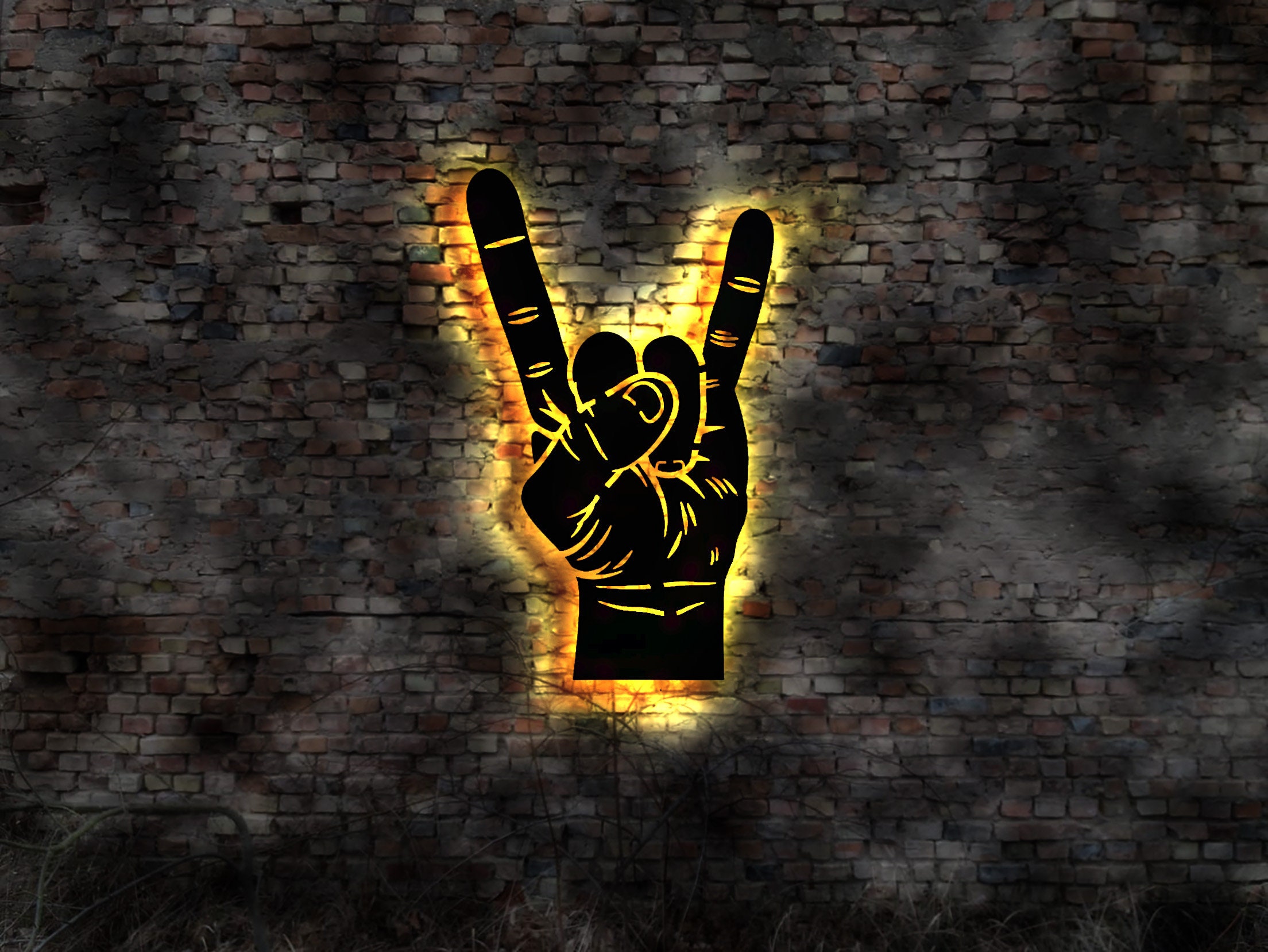 Hand Logo Rock and Roll Heavy Metal Neon Sign Neon Advertising ...