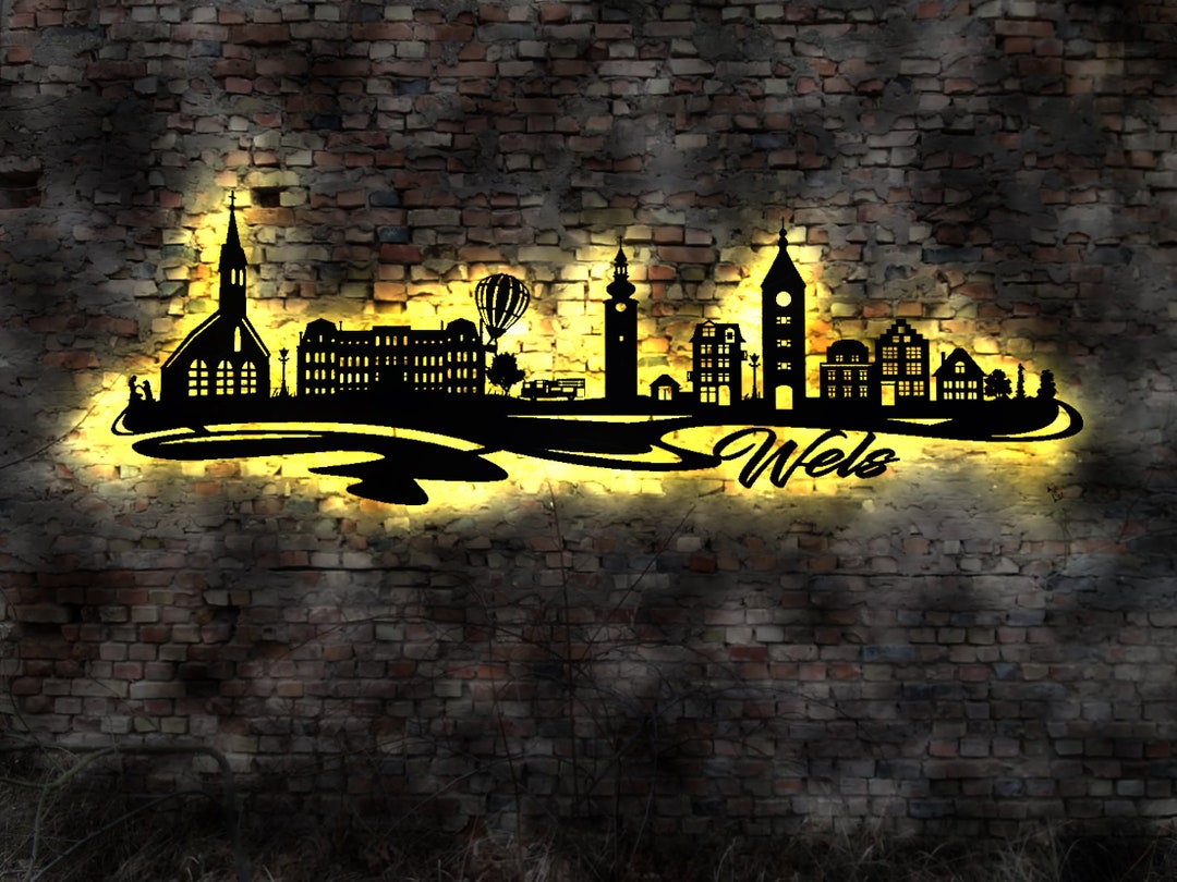 Skyline Wels Austria Wall Mural Wood City AK Map Map City Map Wall ...