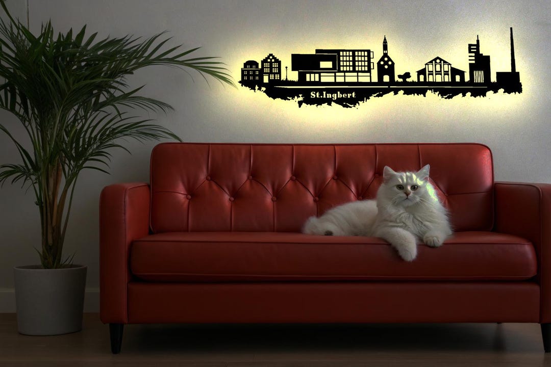 Skyline St. Ingbert Saarland LED Wall Picture Wood City AK Map Map City ...
