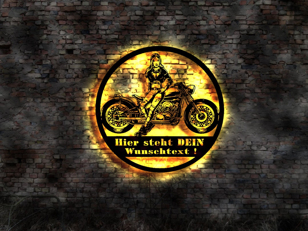 Biker Bikerin Club Logo Emblem Motorcycle Club Shop Store Tattoo LED ...