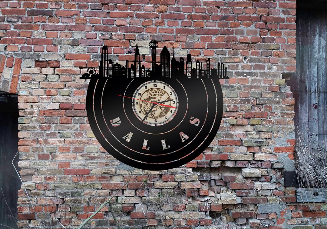 Dallas Skyline USA Wall Clock Clock Wooden Clock Clocks Dial Clock Wood ...