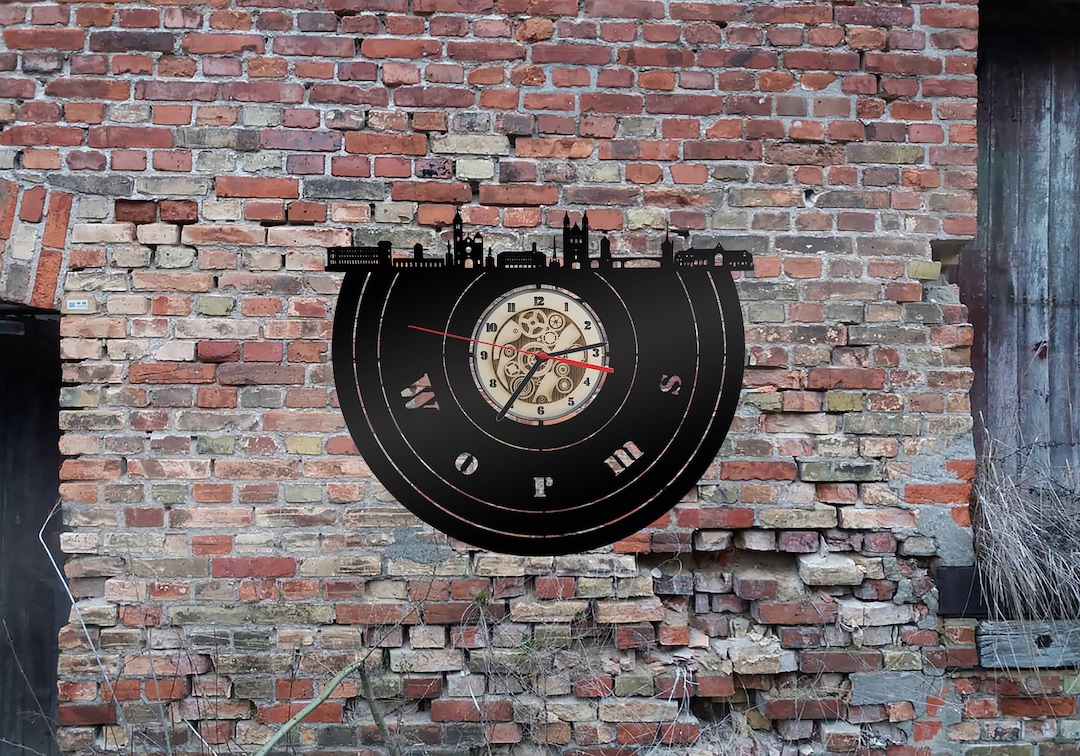 Clock City Worms LED Mural Wood Wall Sticker Silhouette - Etsy