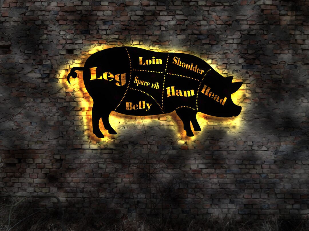 3D LED Decoration Pig Butcher Butcher Knife Book Wall - Etsy