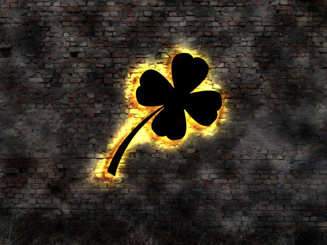 3D LED Mural Light Shield Happiness Lucky Charm Four-leaf Four-leaf ...