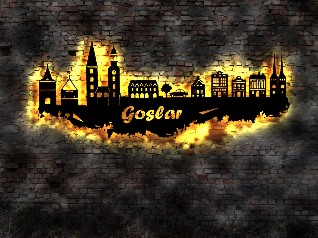 Skyline Goslar LED Wall Picture Wood City AK Map Map City Map Wall ...