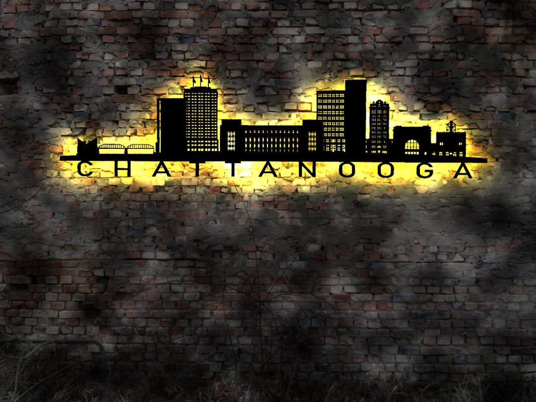 Skyline Skyline Chattanooga USA LED Wall Mural Wood Sticker Poster ...