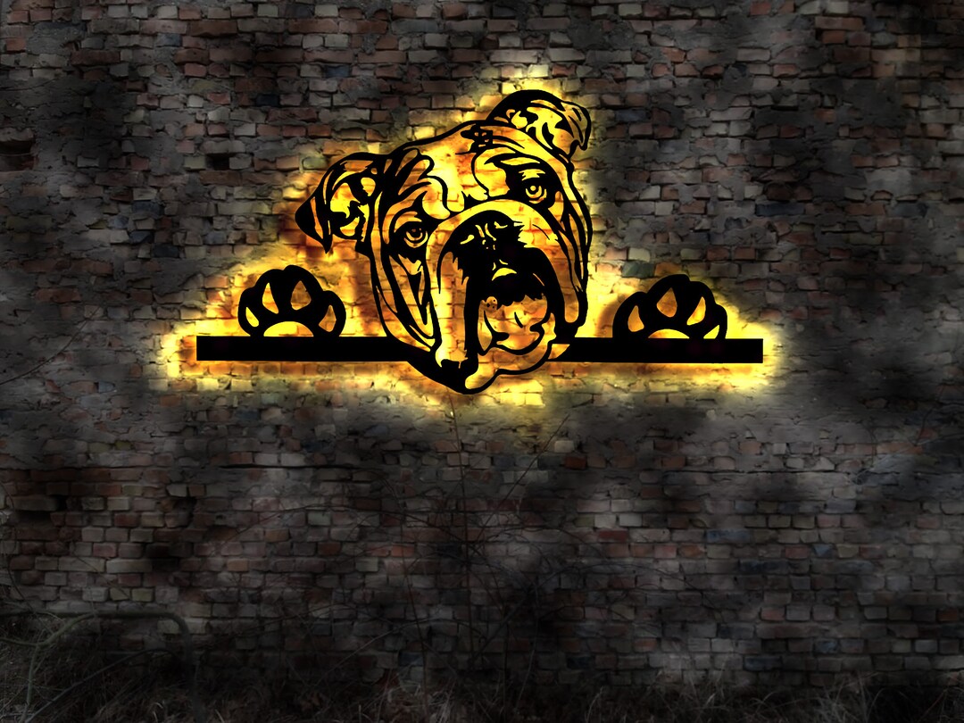 English Bulldog 3D LED Mural Wooden Puppy Puppy No Sticker Book ...