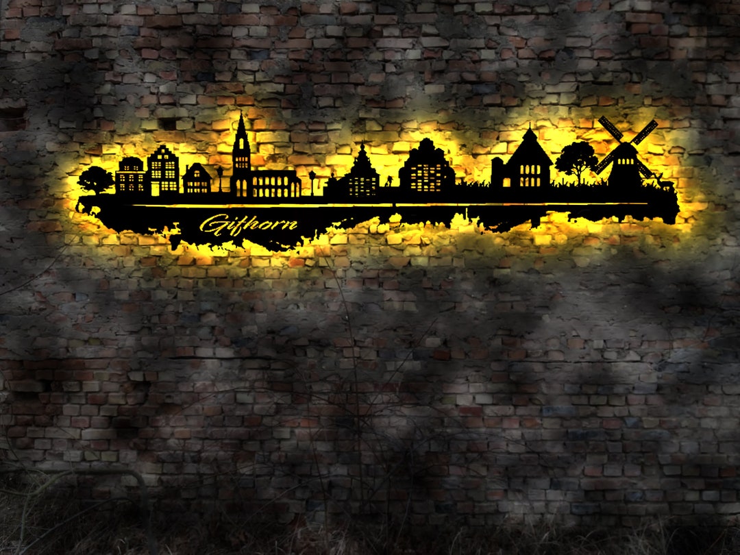 LED Skyline Gifhorn Mural Wooden City Map City Map Market - Etsy