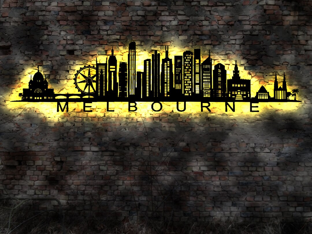 Skyline Melbourne City LED Wall Mural Wood City AK Map Map City Map ...