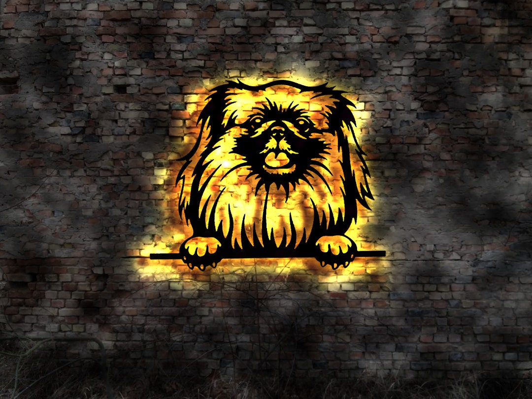 Pekingese LED Wall Picture Made of Wood Puppy Puppy Book Dog Breeding ...
