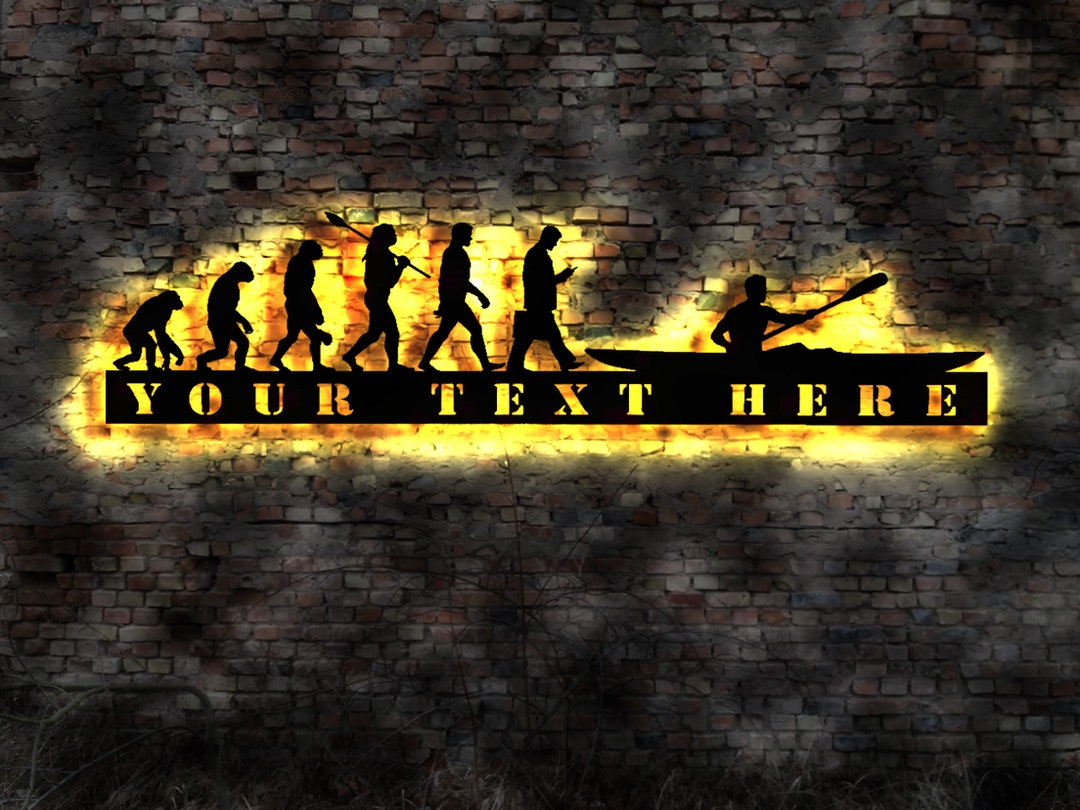 3D Mural Neon Sign Sign Kayak Kayak Whitewater Rowing Paddle Paddle ...